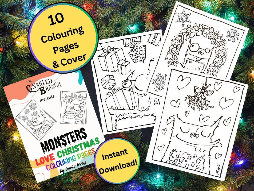 Download Printable Colouring Pages - Monsters Love Christmas - Hand ...