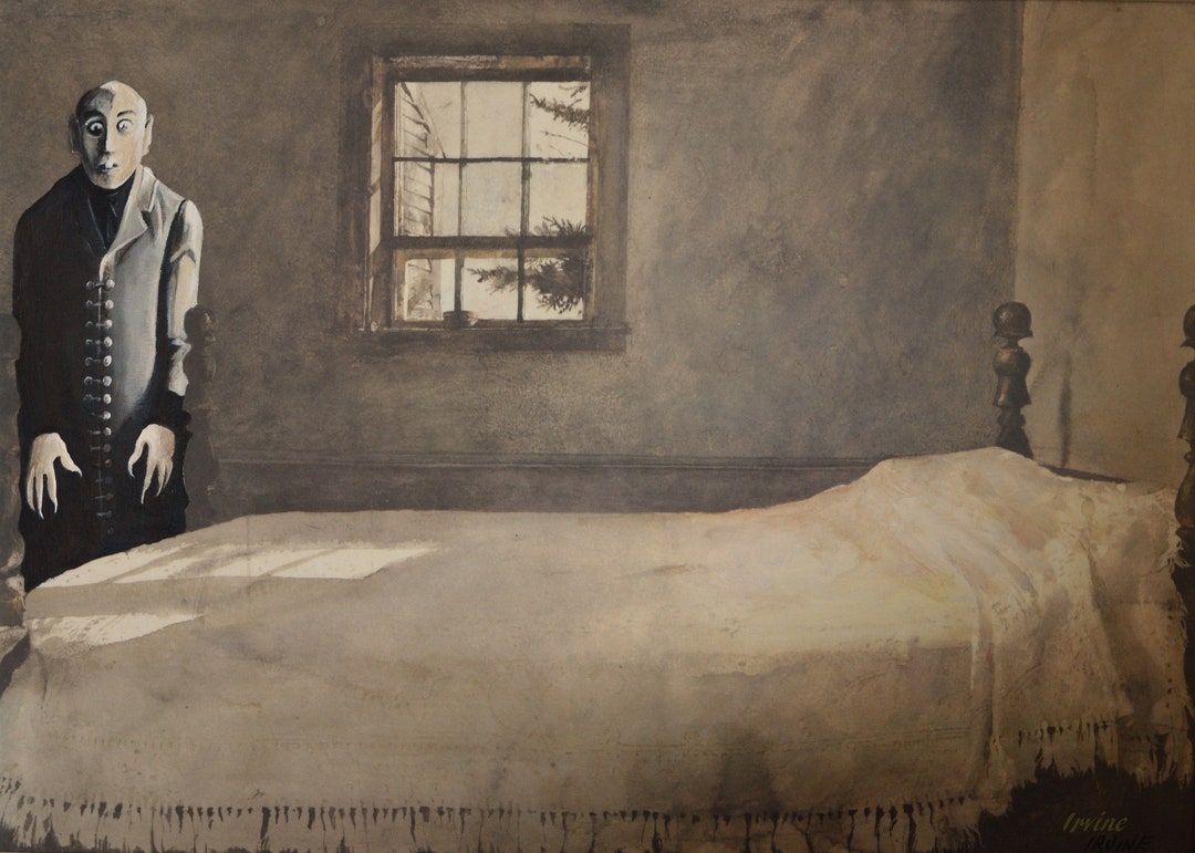 Signed Print 11" X 17" by David Irvine - "at the Foot of the Bed ...