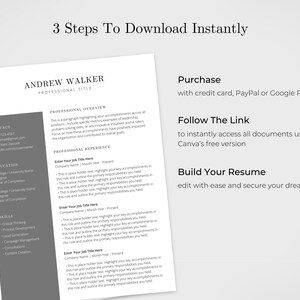 Professional Resume Template, 1-3 Page Resume Template, Cover Letter ...