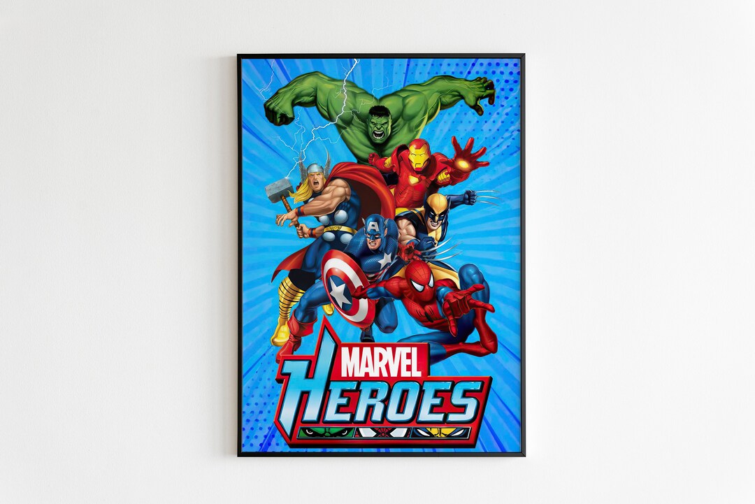 Superheroes Poster, Superheroes Digital Wall Art, Superhero Wall Art ...