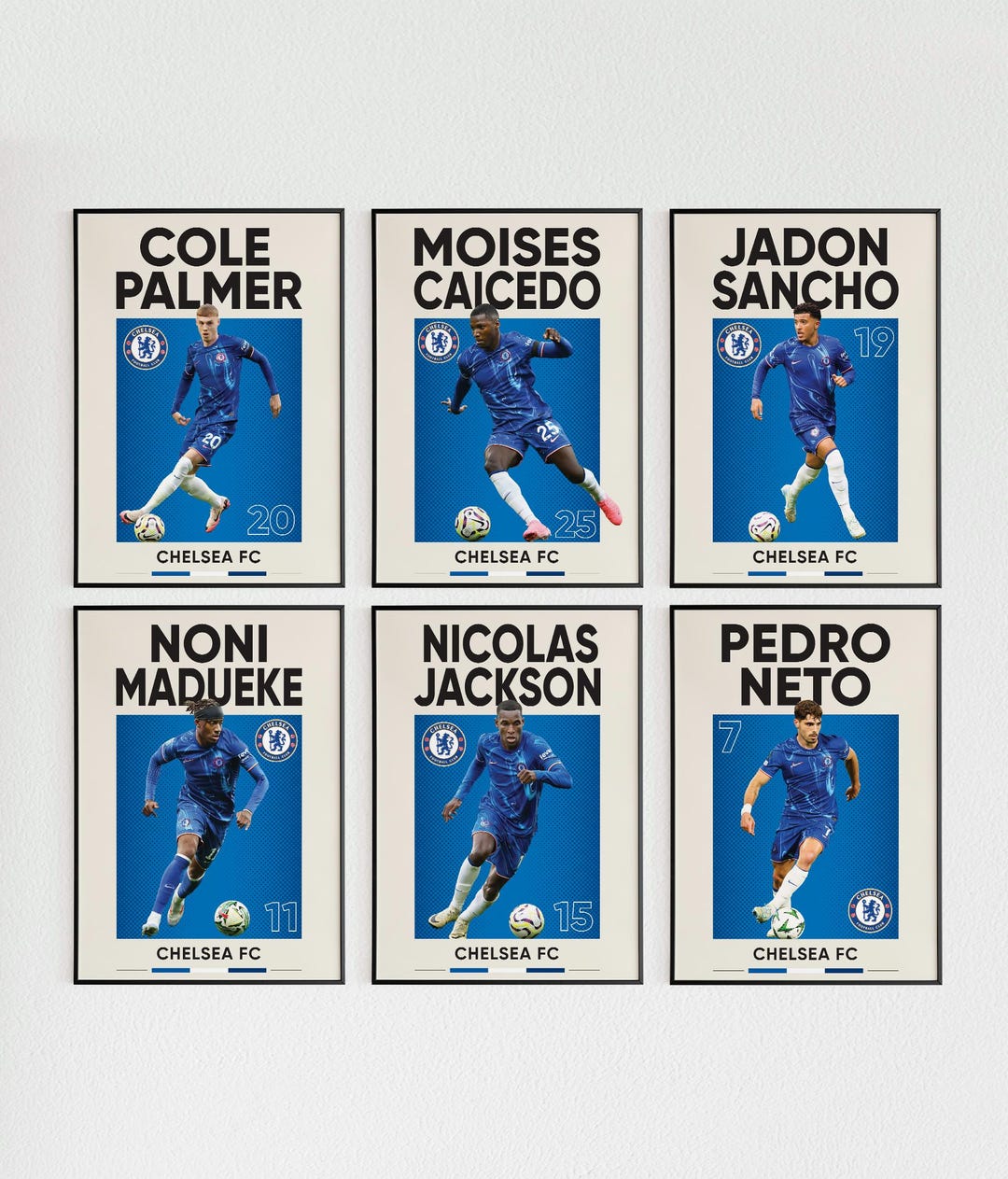 Chelsea FC Poster Bundle Set of 6, Cole Palmer, Caicedo, Madueke ...