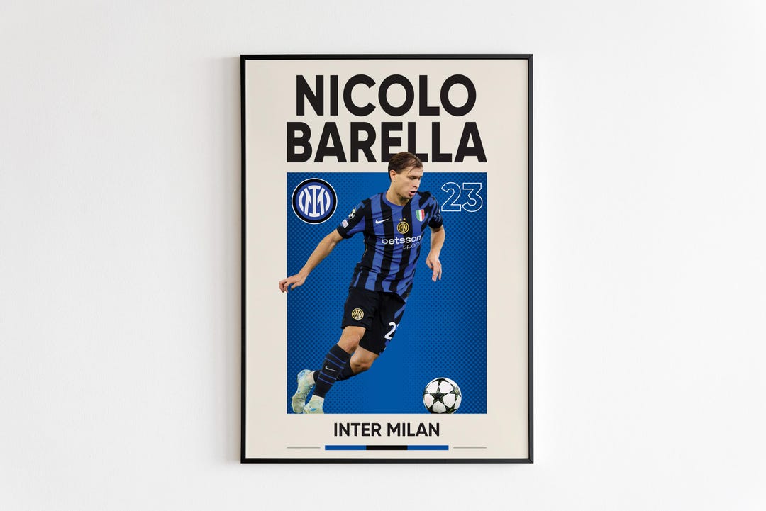 Nicolo Barella Poster, Barella Inter Poster, Nicolo Barella Art Print ...