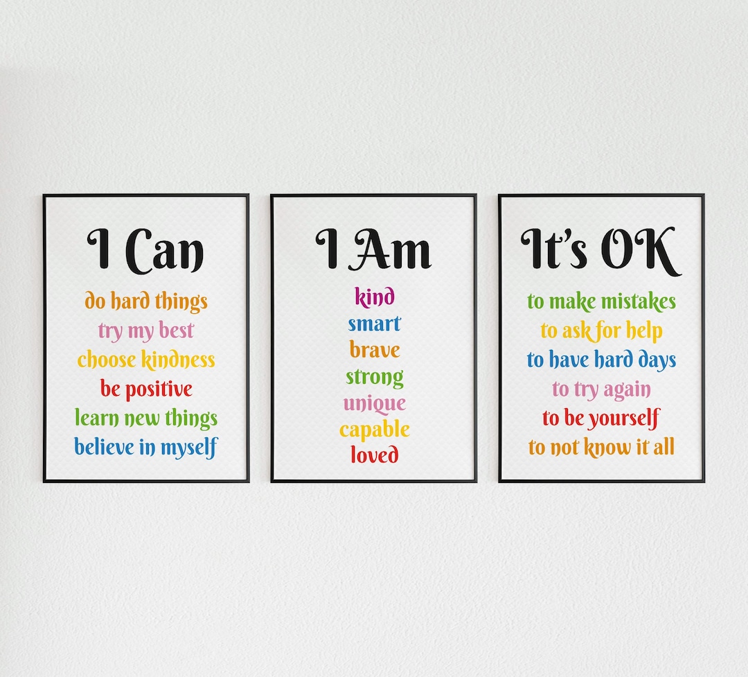 Affirmations for Kids Poster Set of 3, Daily Affirmations Wall Art ...