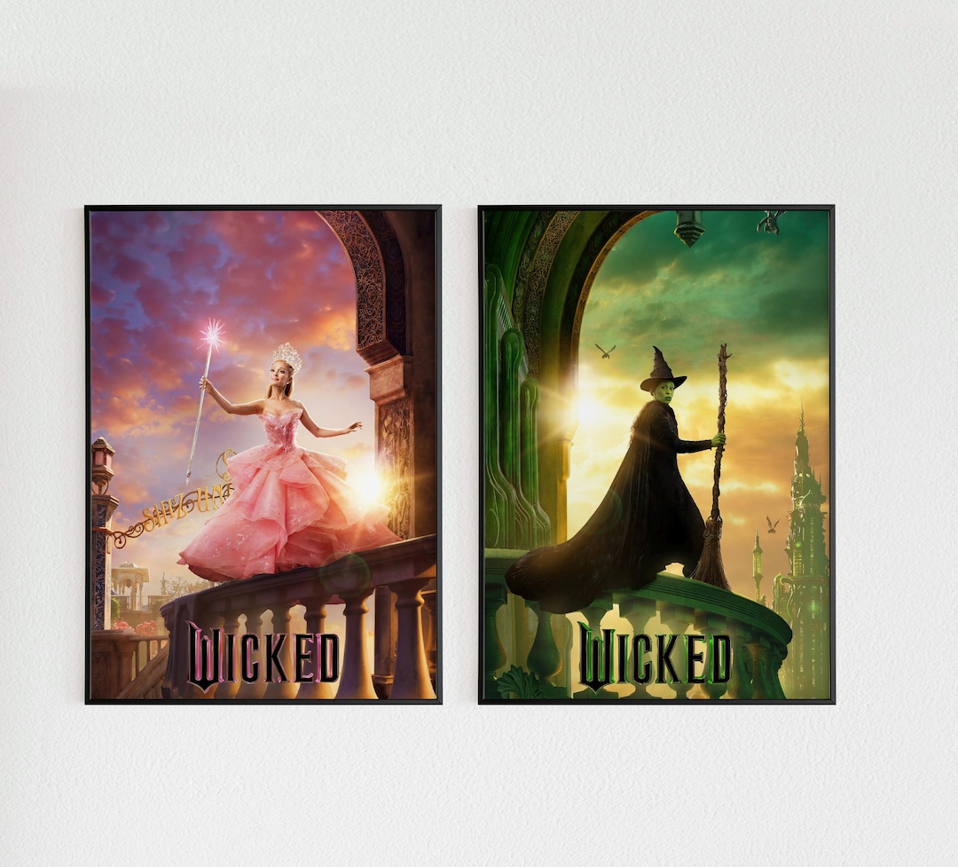 Wicked Movie Poster Set of 2, Wicked Movie Poster, Wicked Wall Art ...