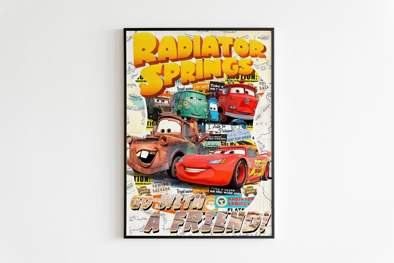 Cars Poster, Mcqueen Poster, Radiator Springs Posters, Cartoon Poster ...