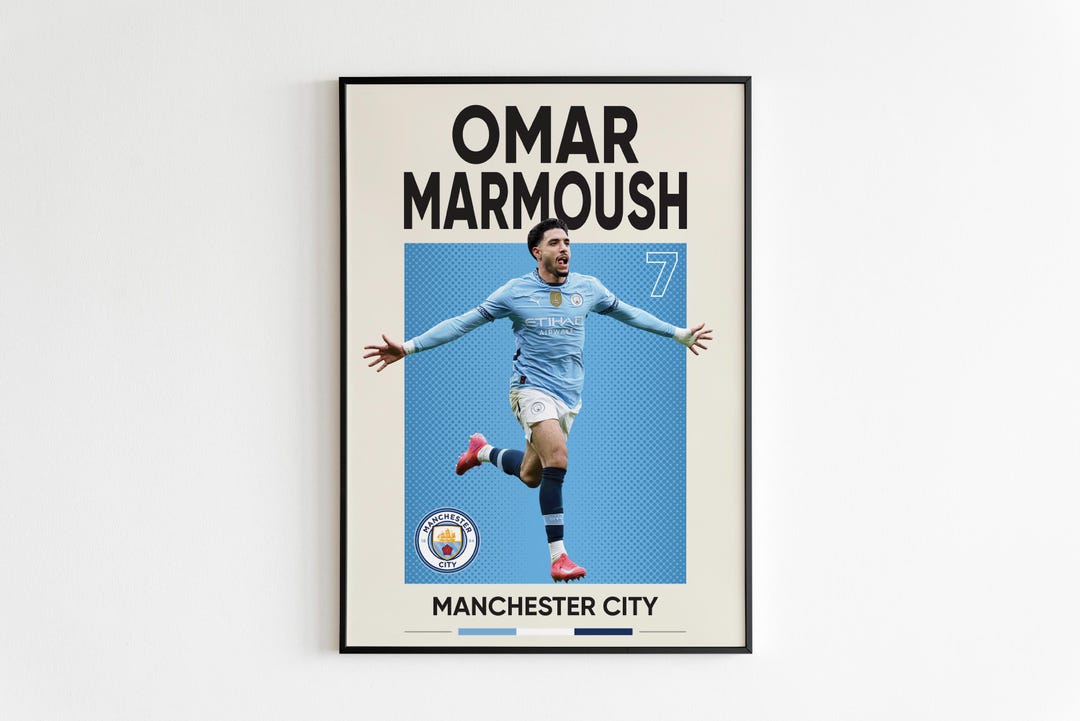 Omar Marmoush Poster, Marmoush Manchester City Poster, Marmoush Art ...