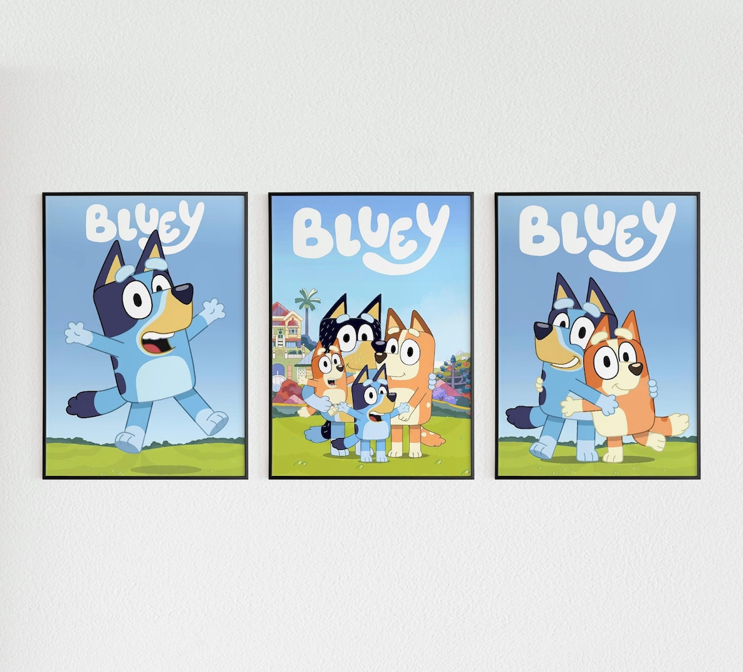 Bluey Poster Set of 3, Bluey Poster, Bluey Art Print, Bluey Wall Art ...