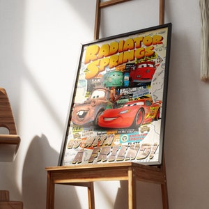 Cars Poster, Mcqueen Poster, Radiator Springs Posters, Cartoon Poster ...