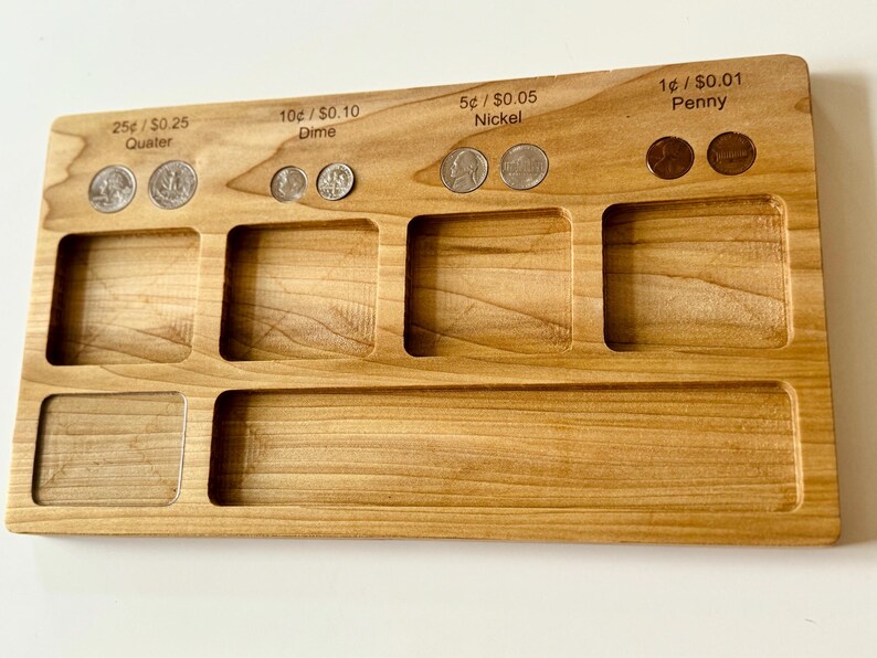 Montessori Wooden Money Sorting Board Educational Coin Organizer for ...