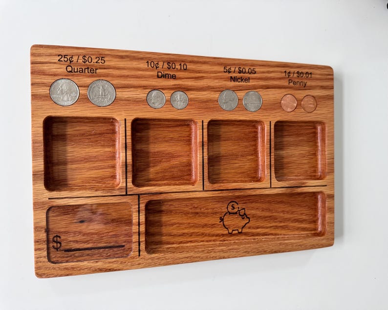 Montessori Wooden Money Sorting Board Educational Coin Organizer for ...