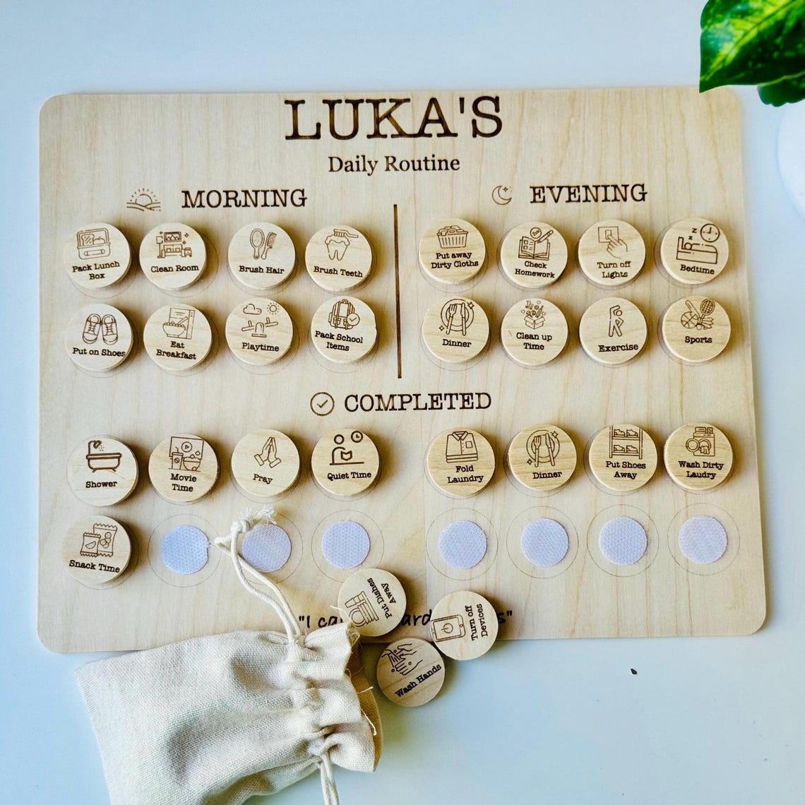 Personalized Wooden Kids Daily Chore Chart Montessori-inspired Daily ...