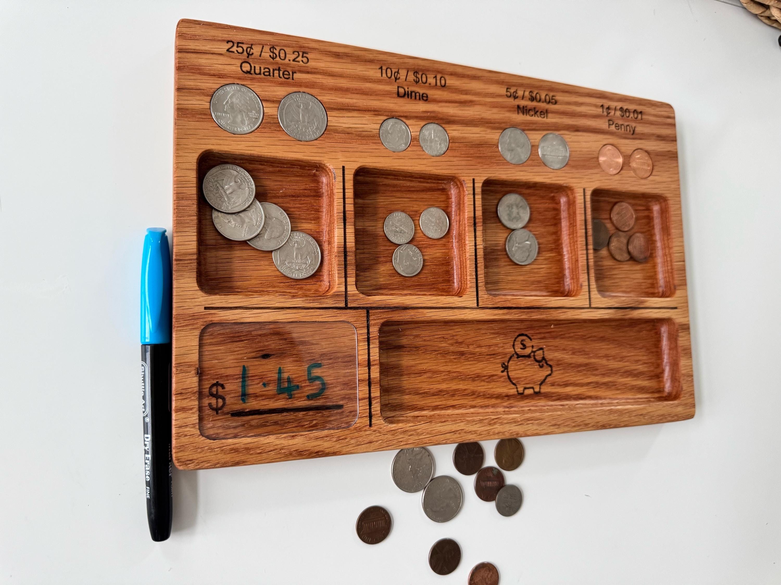 Montessori Wooden Money Sorting Board Educational Coin Organizer for ...