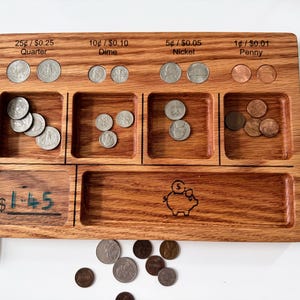 Montessori Wooden Money Sorting Board Educational Coin Organizer for ...