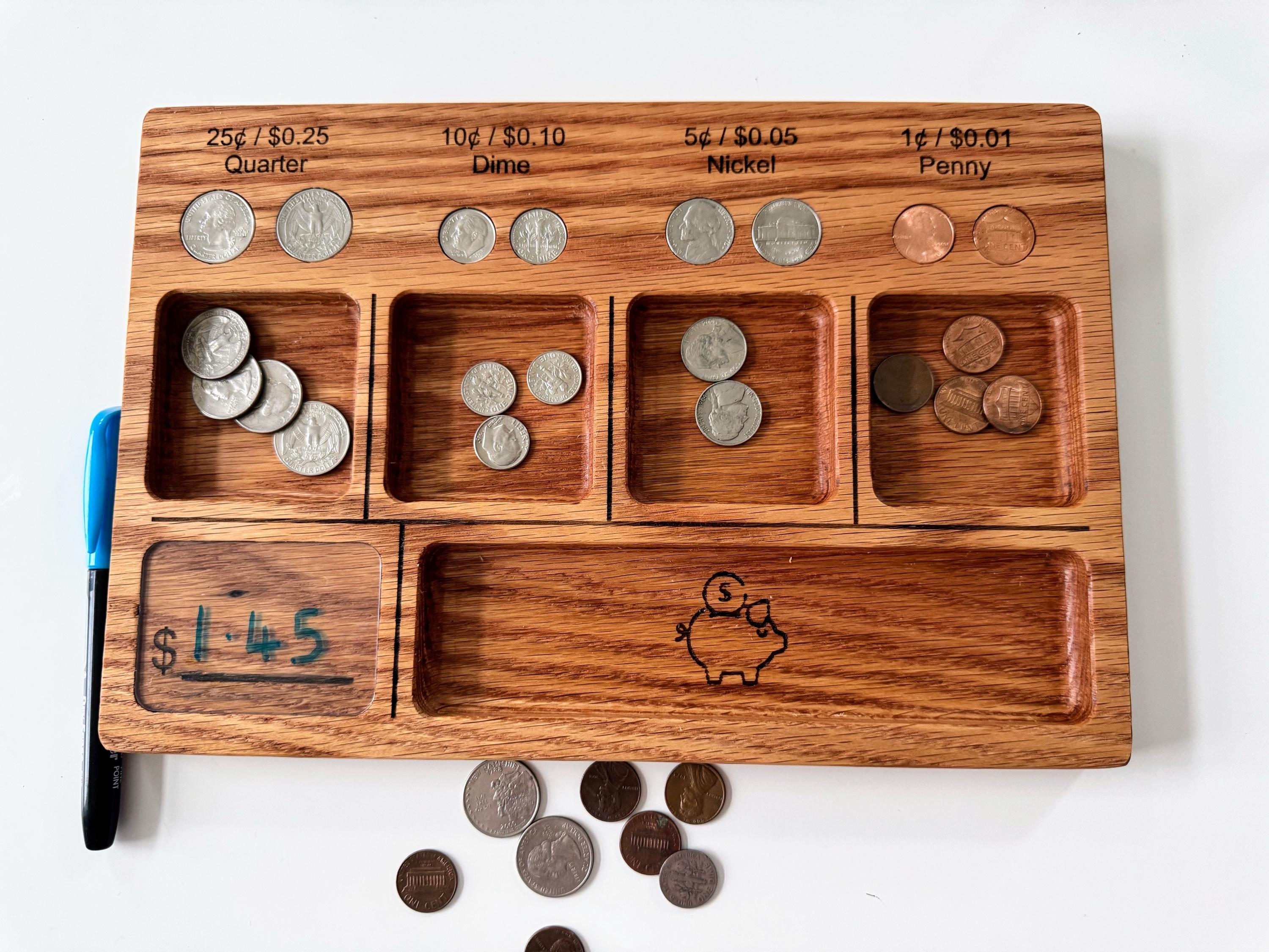 Montessori Wooden Money Sorting Board Educational Coin Organizer for ...