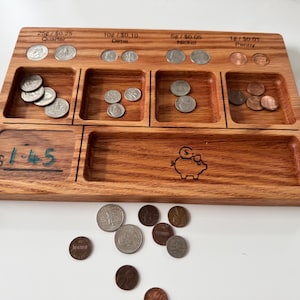 Montessori Wooden Money Sorting Board Educational Coin Organizer for ...