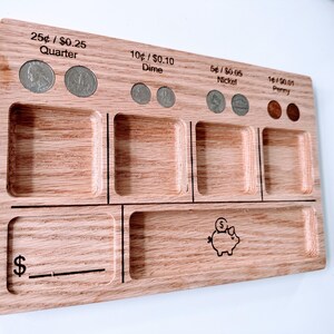 Montessori Wooden Money Sorting Board Educational Coin Organizer for ...