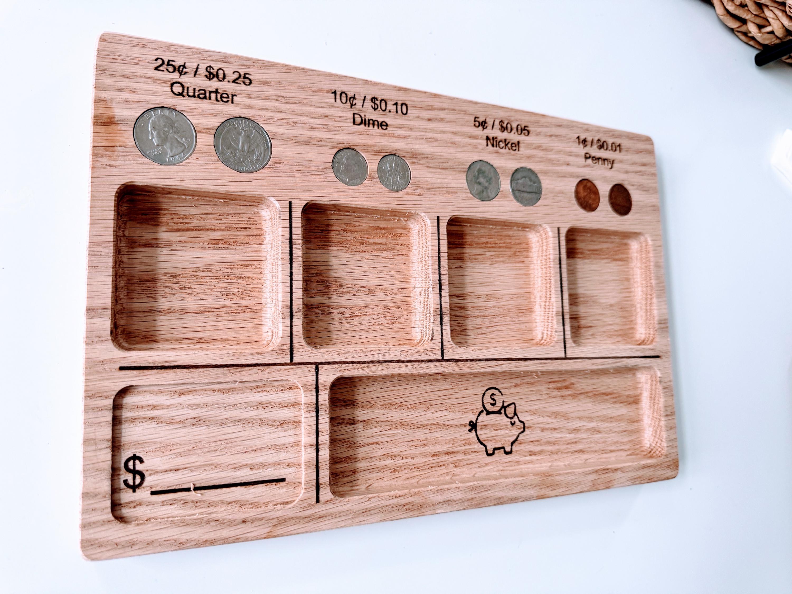 Montessori Wooden Money Sorting Board Educational Coin Organizer for ...