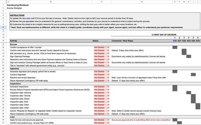 Comprehensive Homebuying Workbook / Real Estate Spreadsheet Template - Etsy