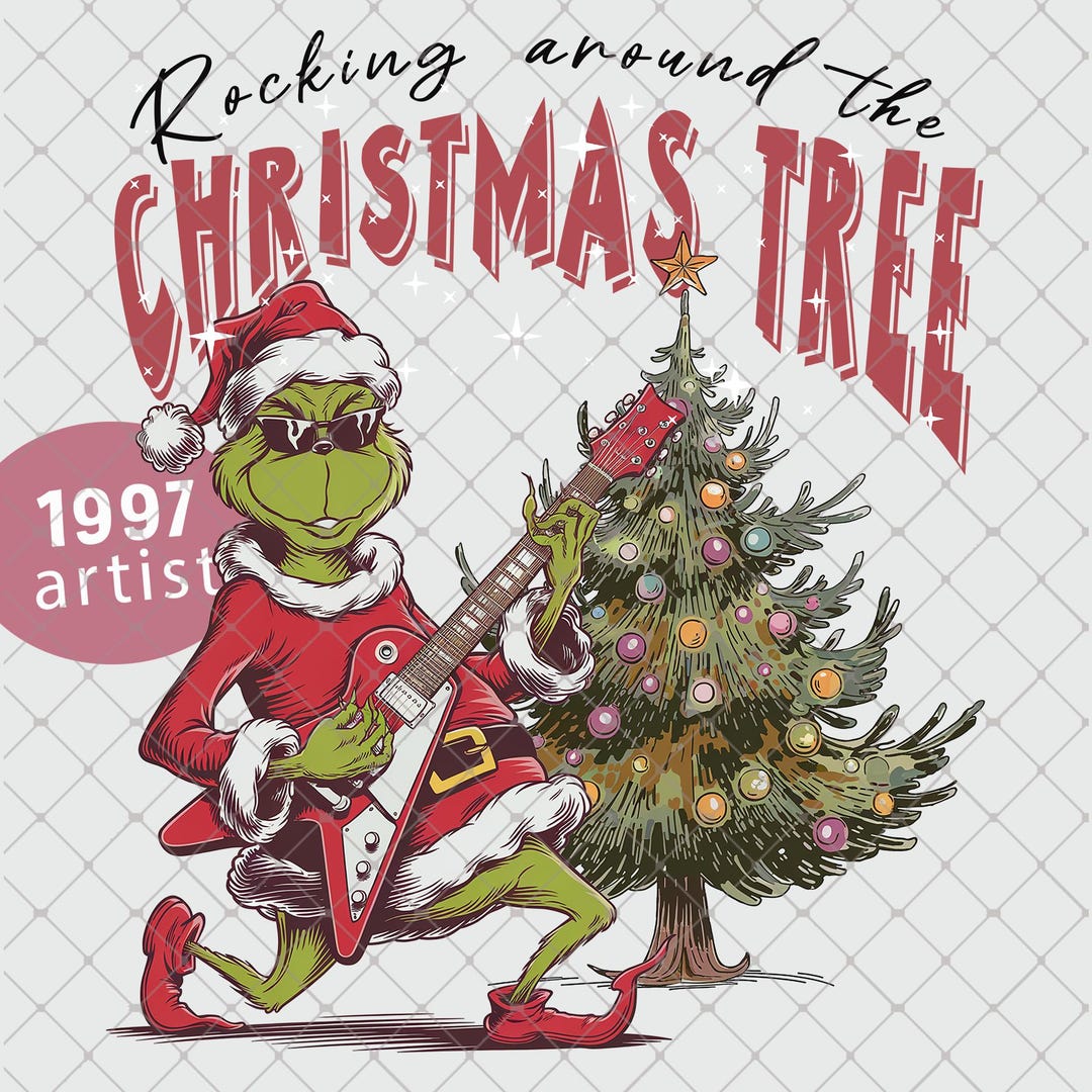 Grinch Rocking Around the Christmas Tree Png, Funny Grinch Christmas ...