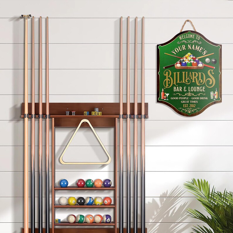 Custom Billiards Bar & Lounge Wood Sign, Rack'em Crack'em Man Cave ...