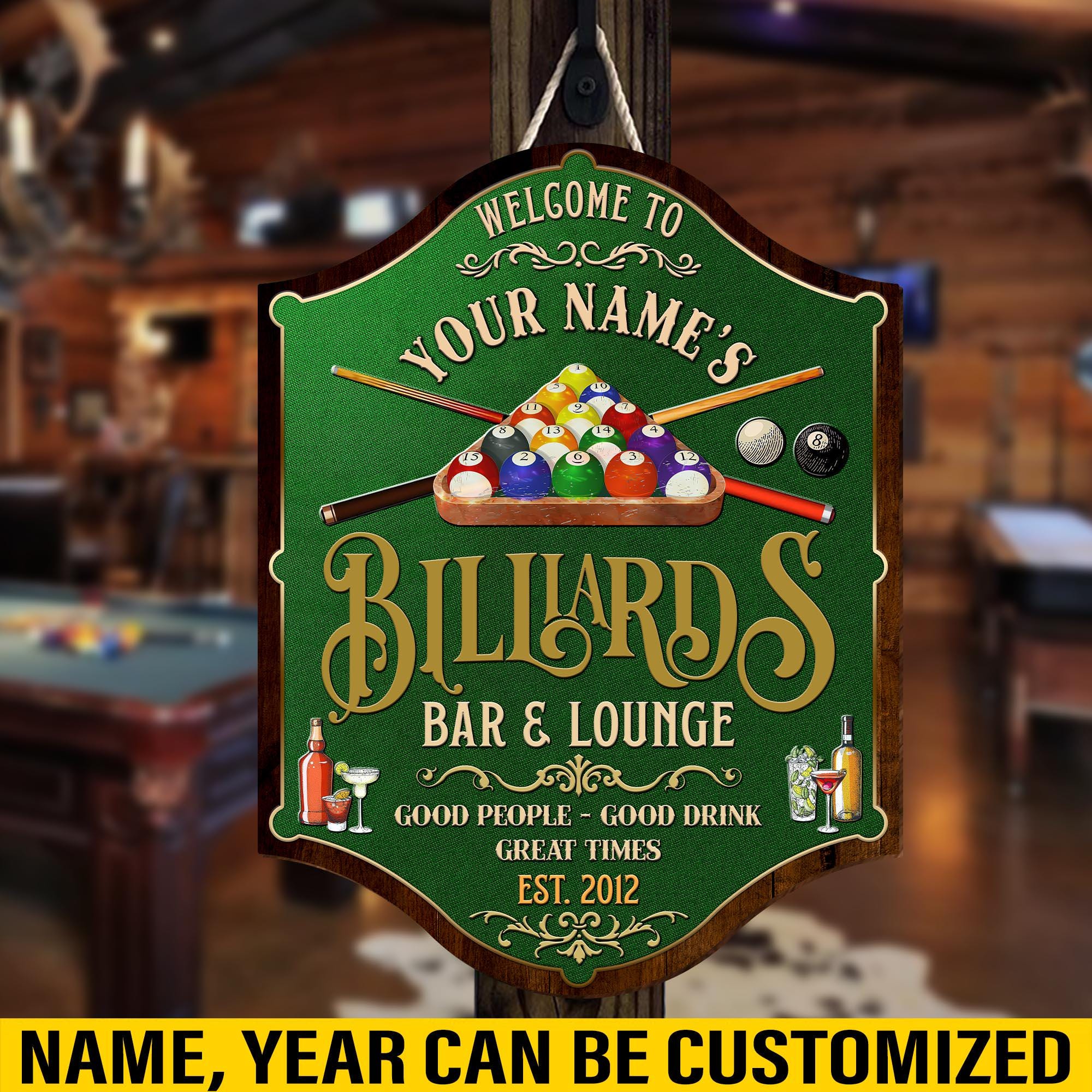 Custom Billiards Bar & Lounge Wood Sign, Rack'em Crack'em Man Cave ...