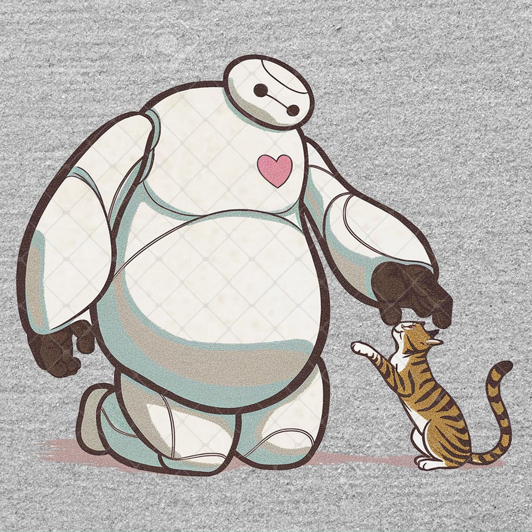 Customize Png Sticker, Big Hero Baymax With Cat Instant Download Png ...
