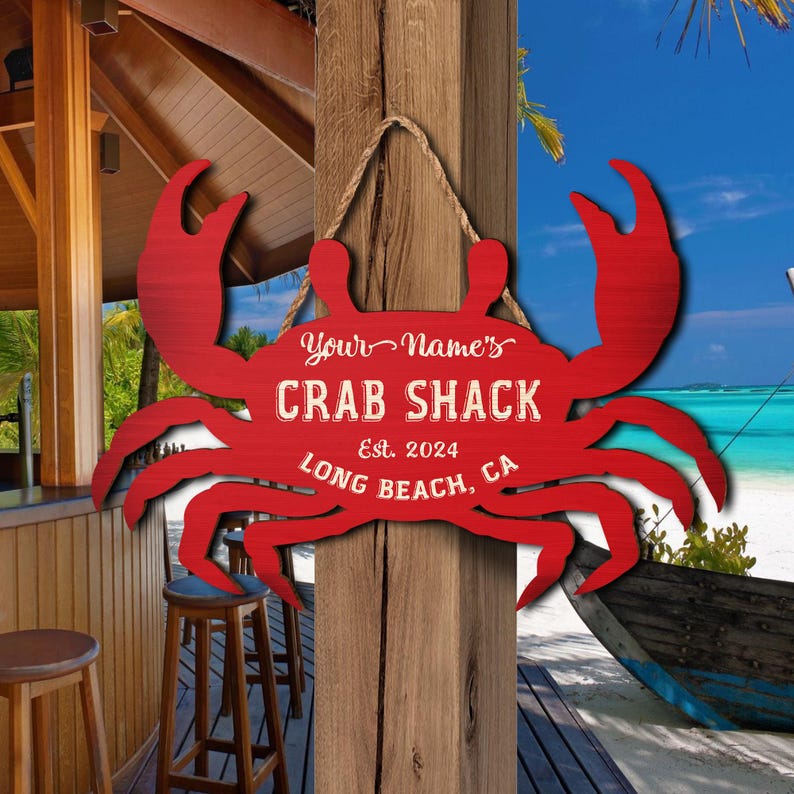 Personalized Crab Shack Summer Pool Beach Decor Wood Wreath Sign (not ...