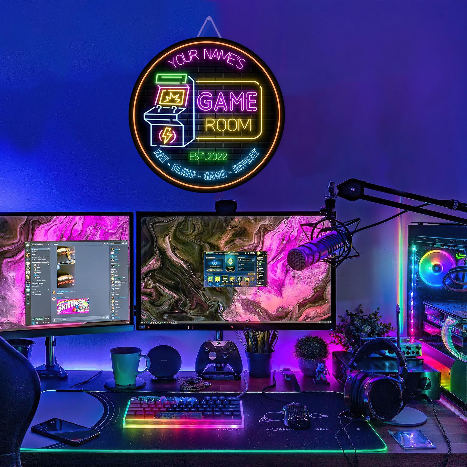 Custom Game Room Wood Sign (not Real Neon Sign), Gaming Zone Decor Wall ...