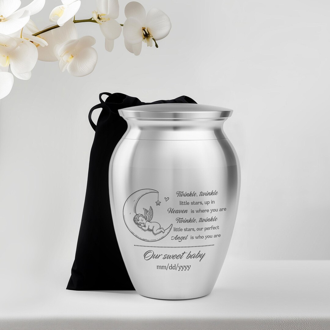 Personalized Baby Moon Mini Urns Stainless Steel, Decorative Engraved ...