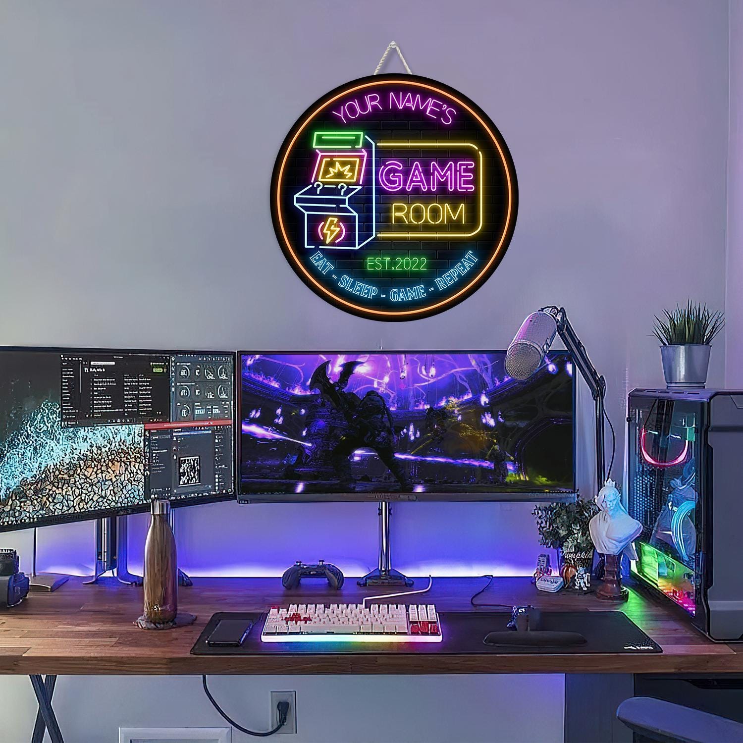 Custom Game Room Wood Sign (not Real Neon Sign), Gaming Zone Decor Wall ...