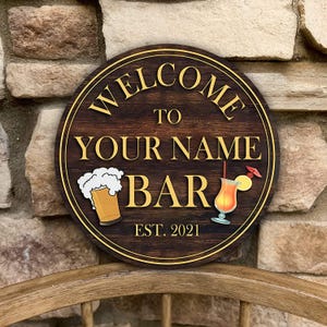 Custom Home Bar Pub Wood Sign Door Wall Plaque, Rustic Bar Sign ...