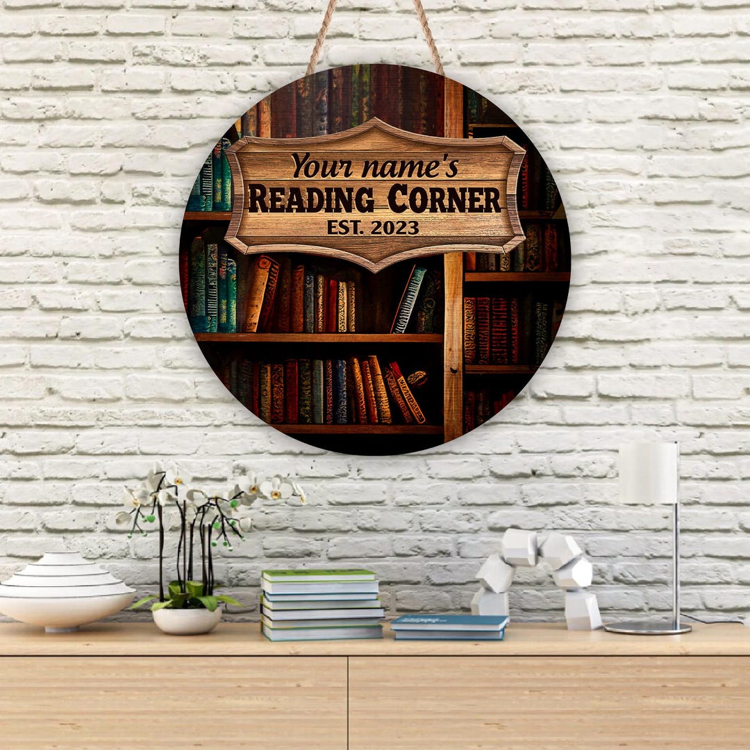 Custom Reading Corner Printed Wood Sign Wall Plaque, Reading Room ...