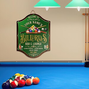 Custom Billiards Bar & Lounge Wood Sign, Rack'em Crack'em Man Cave ...