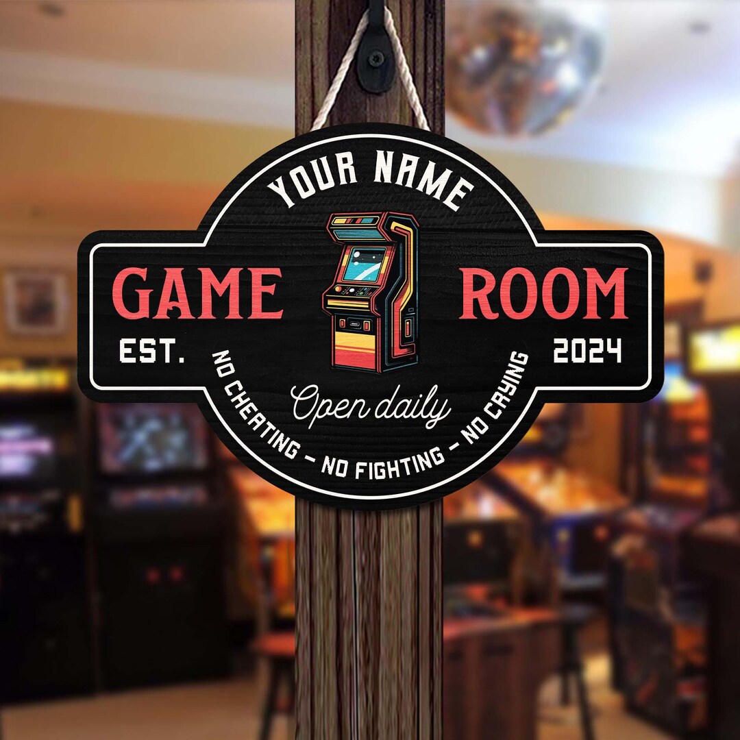 Personalized Game Room Wood Sign Rustic Wall Decor Retro Gameroom Signs ...