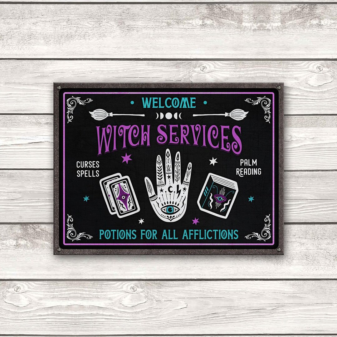Witch Service Witch Potion Tin Metal Sign, Wall Art Plaque Witch Sign ...