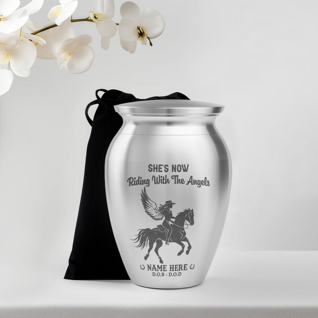 Personalized Cowgirl Horse Girl Memorial Mini Urns 2.56x1.77 Stainless ...
