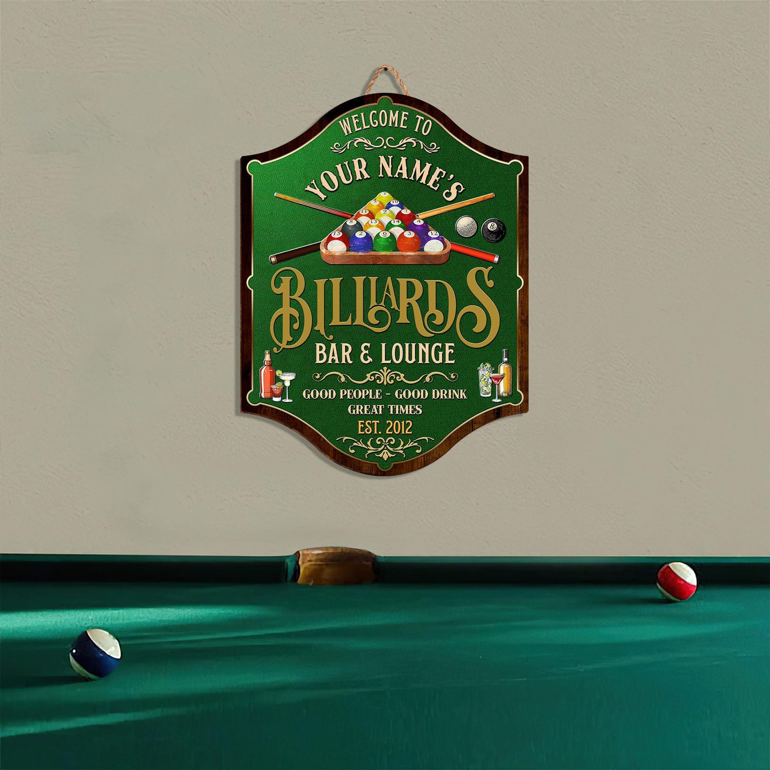 Custom Billiards Bar & Lounge Wood Sign, Rack'em Crack'em Man Cave ...