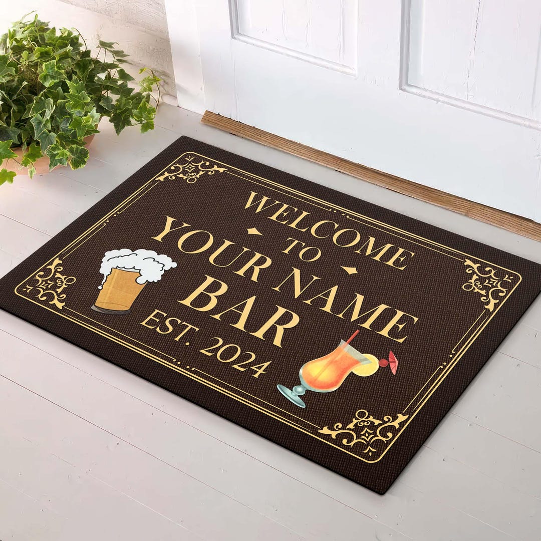 Personalized Bar Doormat, Drying Rubber Non Slip Coffee Bar Accessories ...