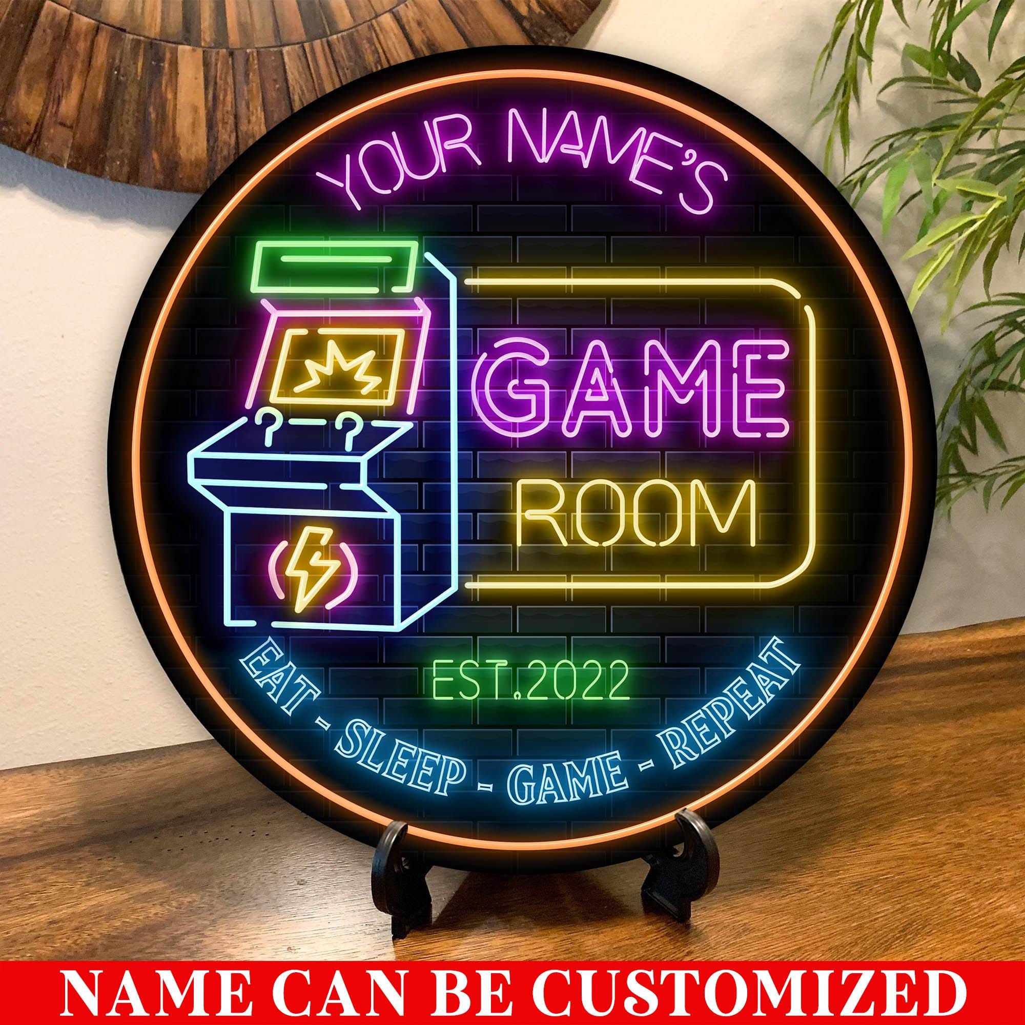 Custom Game Room Wood Sign (not Real Neon Sign), Gaming Zone Decor Wall ...