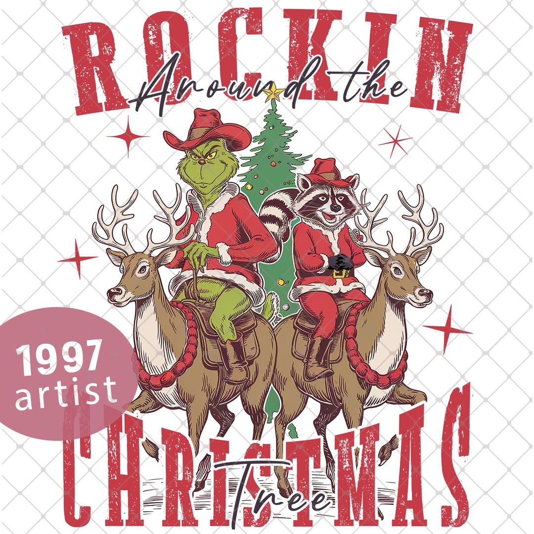 Grinch Png, Rockin Around the Christmas Tree, Grinch and Racoon Png ...