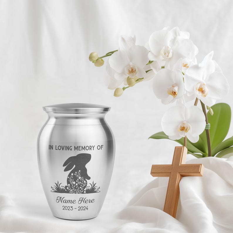 Personalized Rabbit Pet Memorial Cremation Mini Urn, Decorative ...