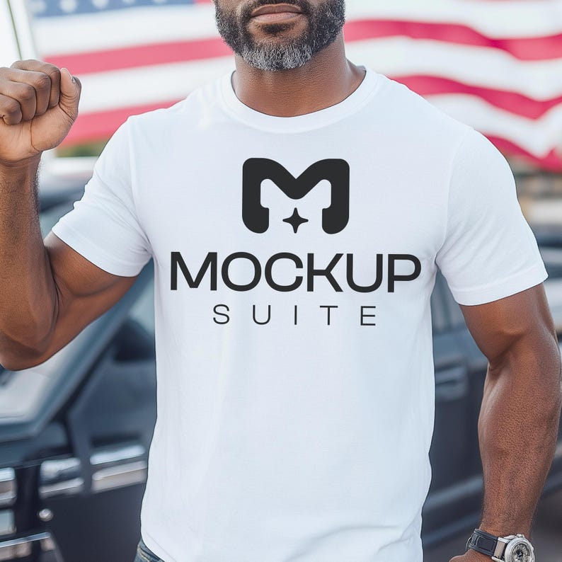 Gildan 5000 Mockup, Patriotic Mockup, US Election 2024, Male Model ...