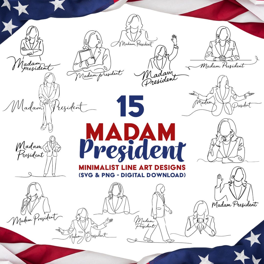Madam President Bundle, Faceless Line Art Design, Minimalist, Digital ...