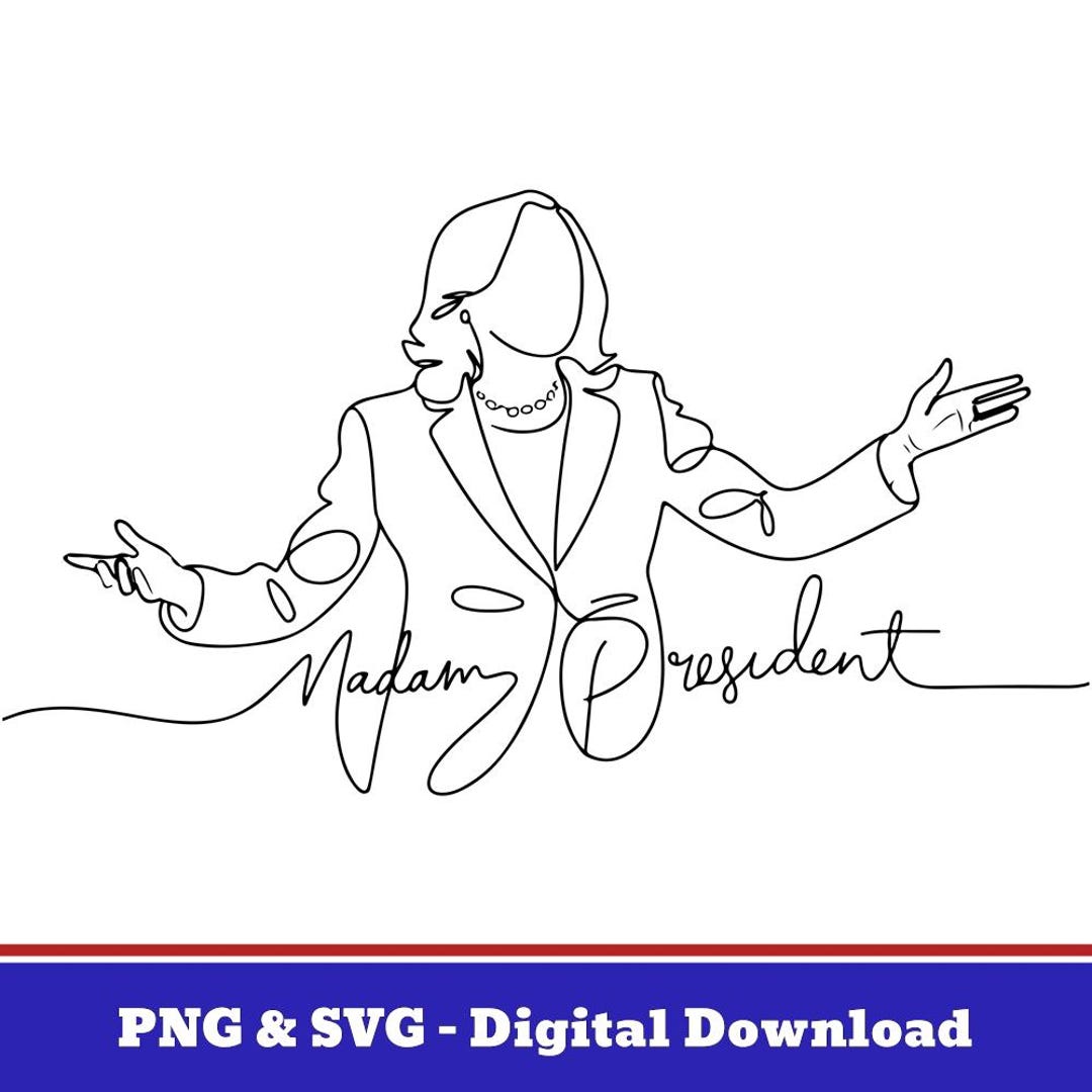 Madam President Line Art Digital Print, Kamala Harris Outline Drawing ...