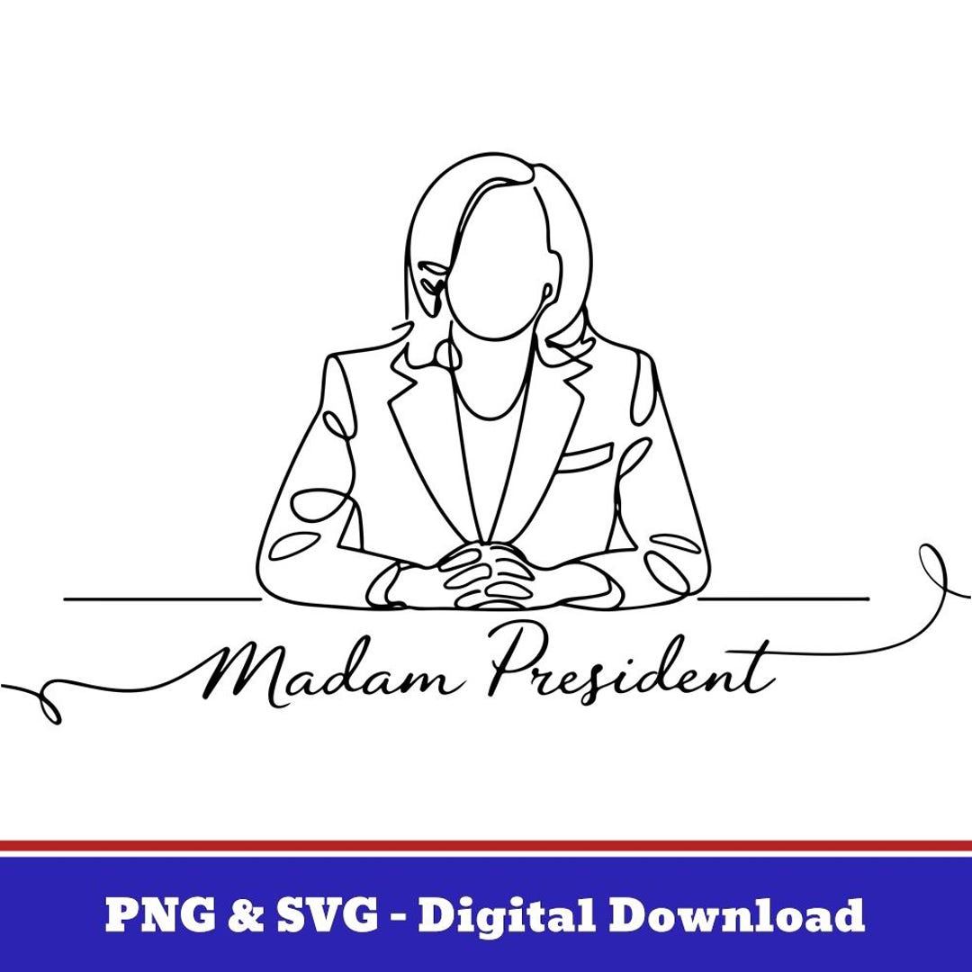 Madam President Digital Outline, Kamala Harris Line Art, Print on ...