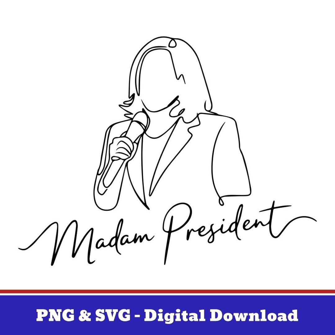 Madam President Kamala Harris Line Art, Outline Drawing, Digital ...