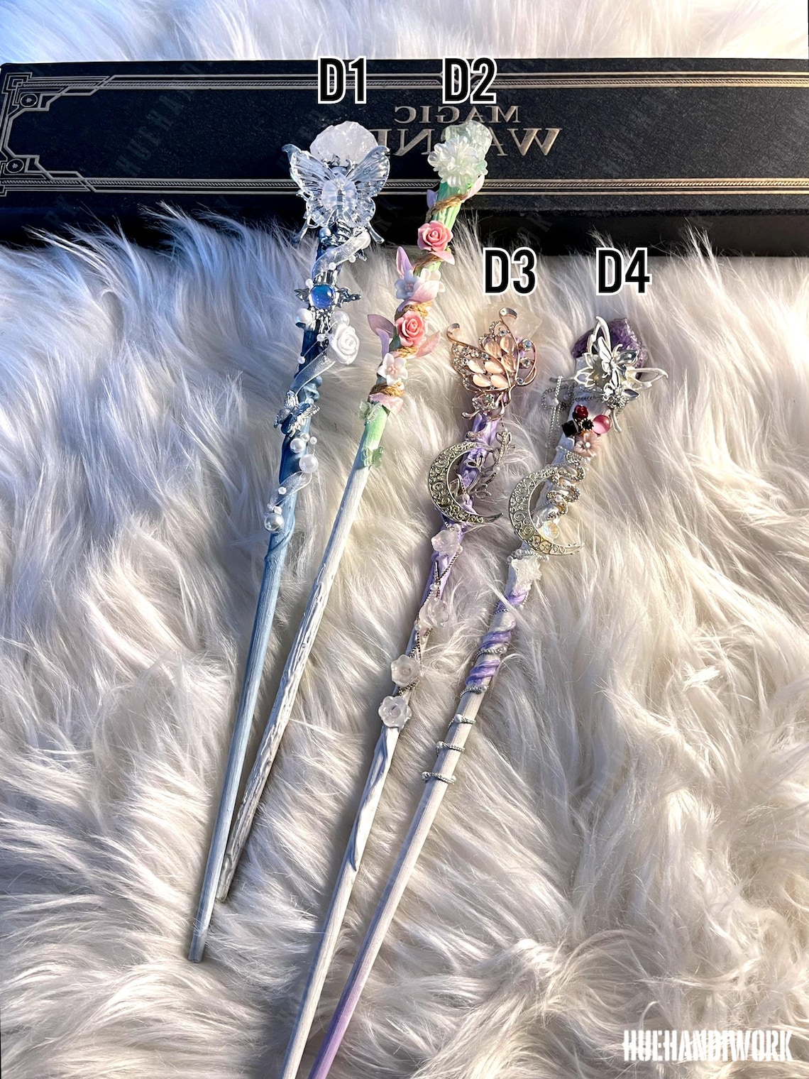 Handmade Fairycore Magic Wand: Flowers, Butterfly & Moon - Cosplay Prop ...