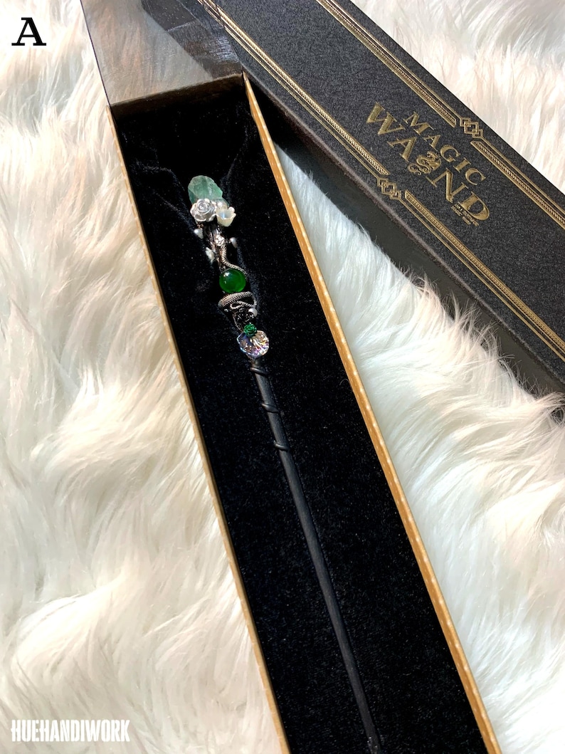 Handmade Gothic Serpent Wand: Emerald & Crystal Cosplay Prop - Etsy