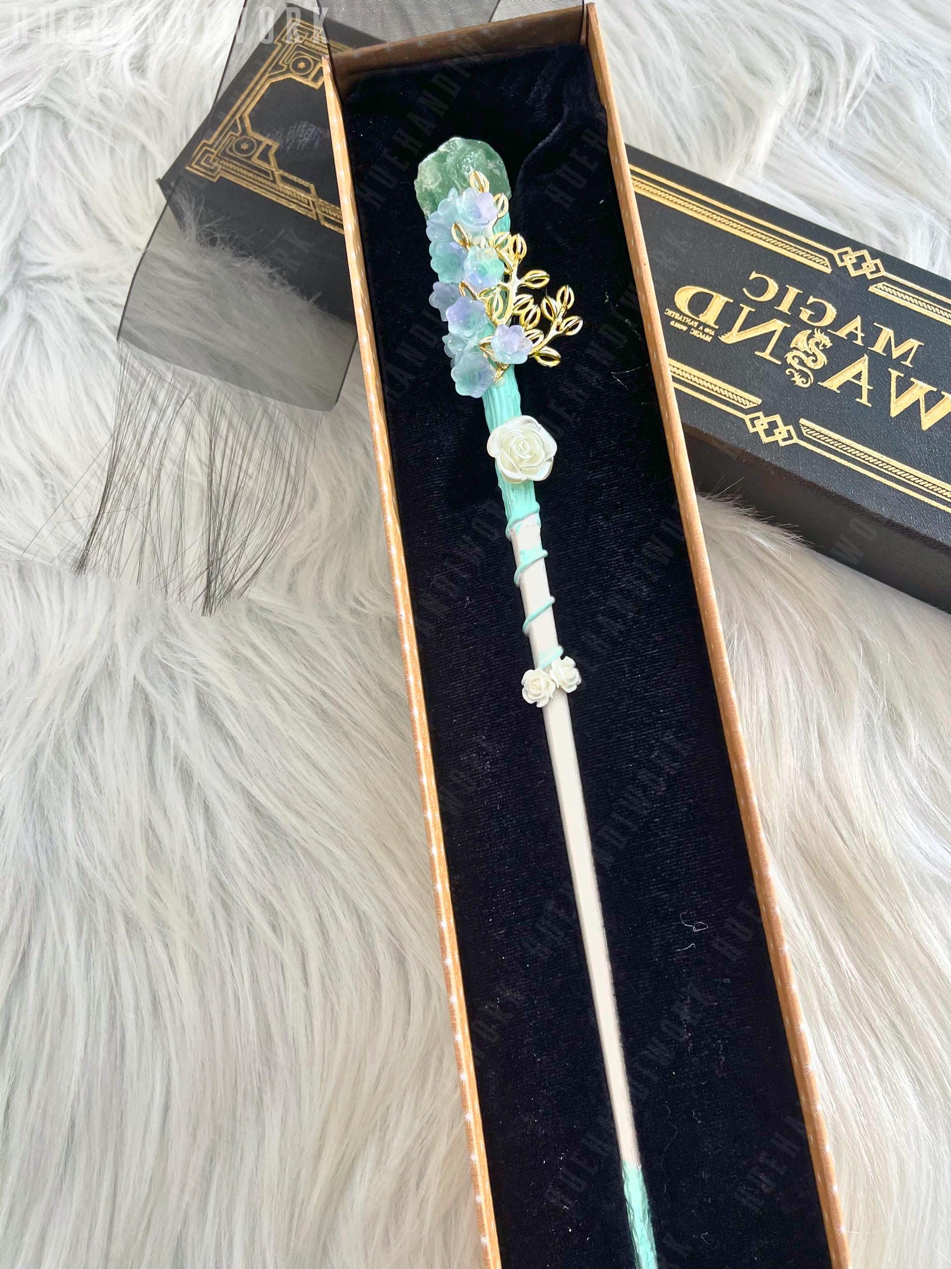 Handmade Fairy Wand: Crystal, Flowers & Charms - Whimsical Cosplay Prop ...