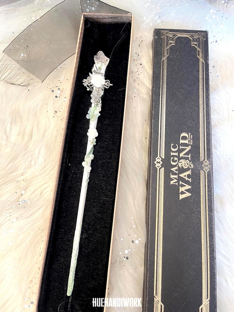 Handmade Fairy Wand: Crystal Point, Butterfly & Flower - Witch Cosplay ...